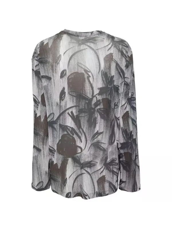 JNBY Abstract Rose Print Long Sleeve Top - Grey