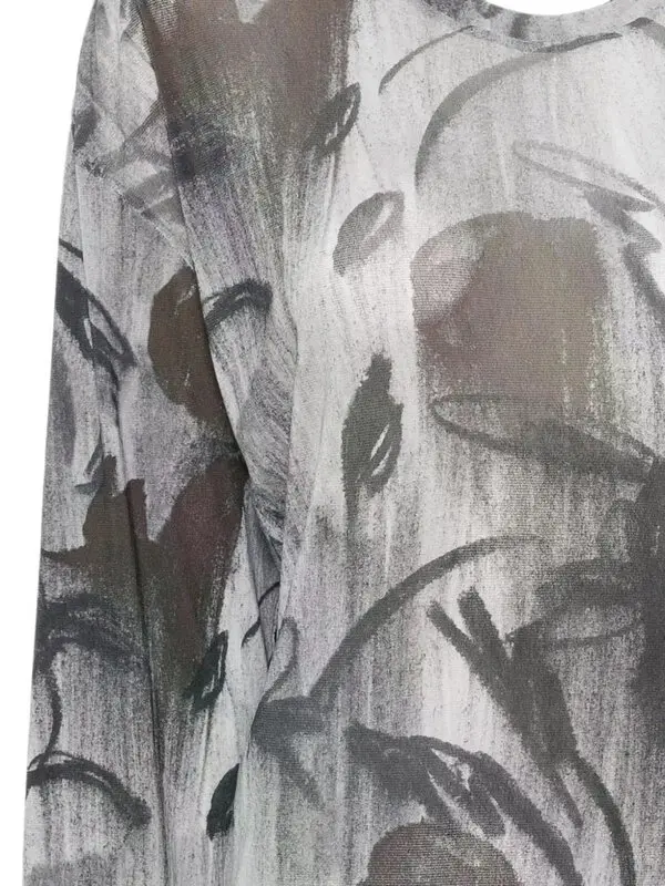 JNBY Abstract Rose Print Long Sleeve Top - Grey