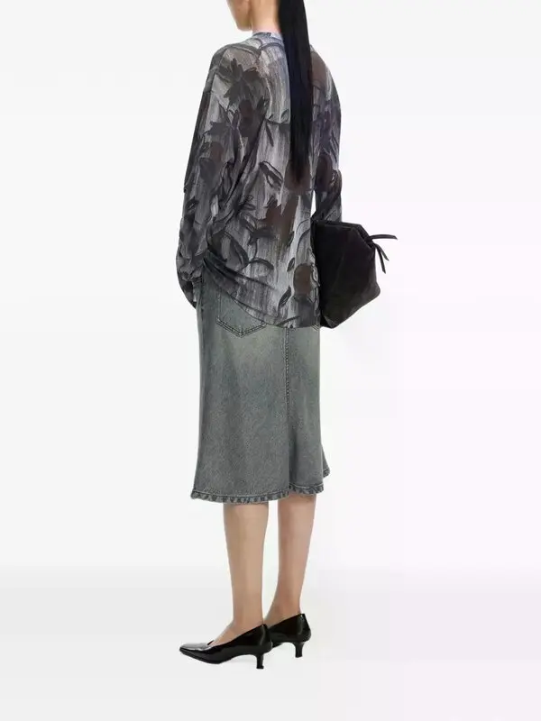 JNBY Abstract Rose Print Long Sleeve Top