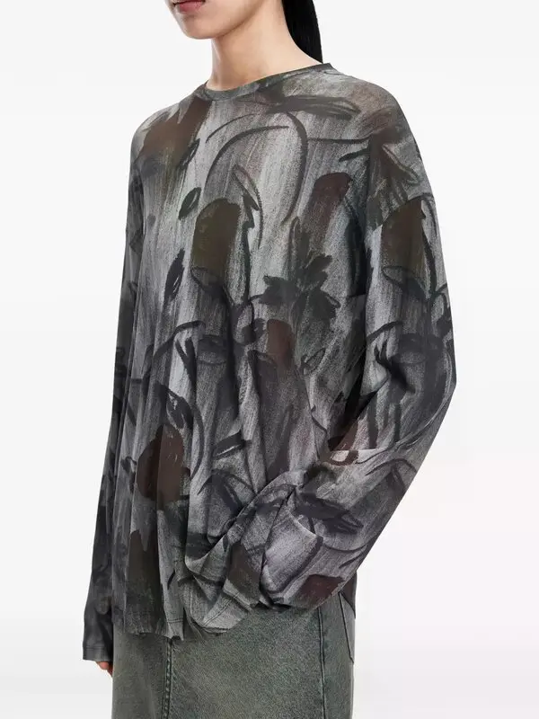 JNBY Abstract Rose Print Long Sleeve Top