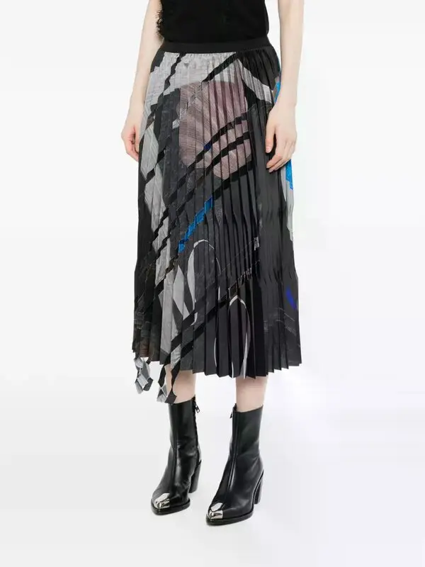 JNBY Abstract-print Pleated Midi Skirt