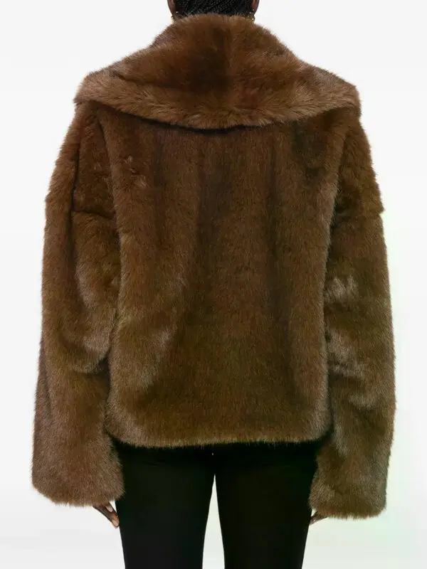 B&B COUTURE Shawl Collar Faux Fur Coat