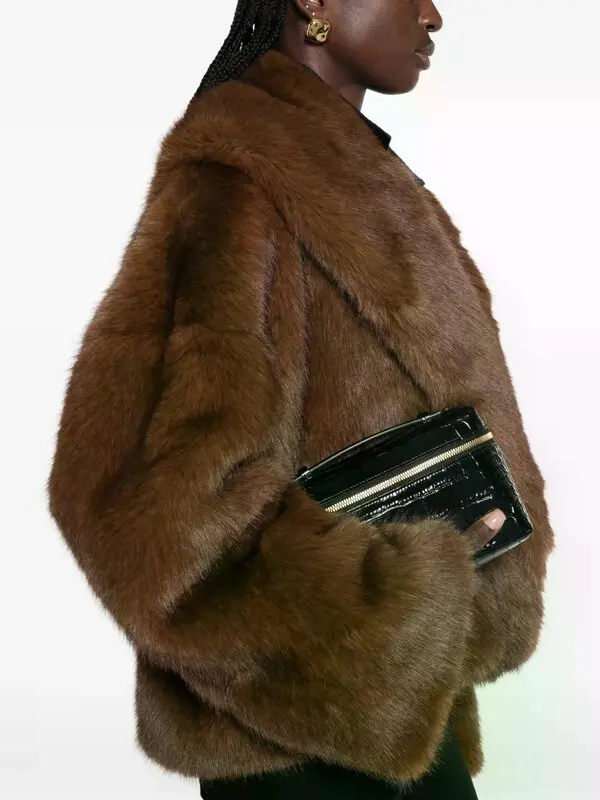 B&B COUTURE Shawl Collar Faux Fur Coat