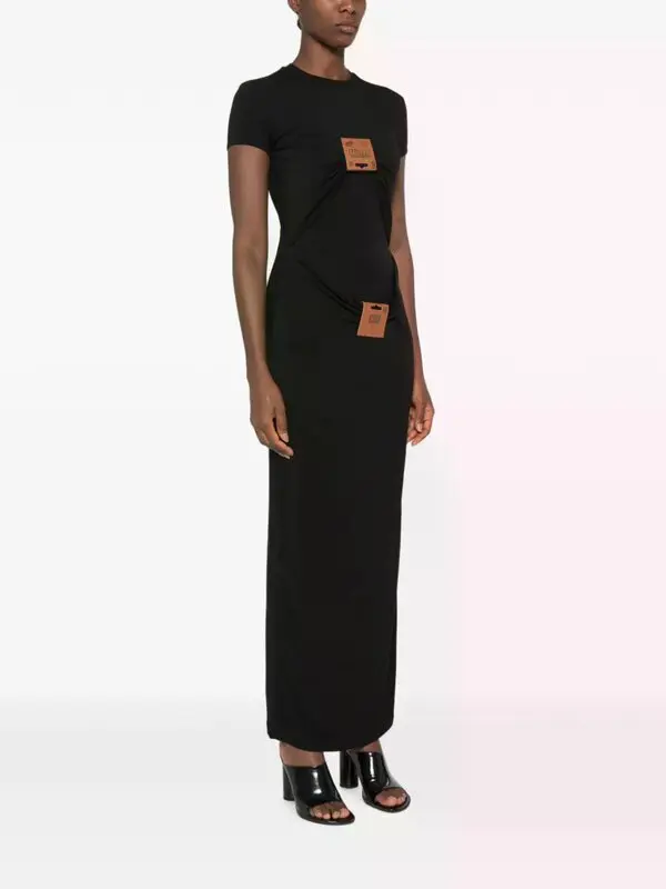 JEAN PAUL GAULTIER Leather-tag Draped Maxi Dress