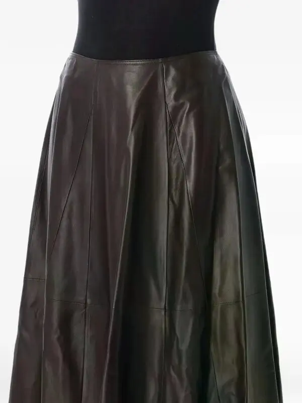 ARMA Eleni Leather Pleated Midi Skirt