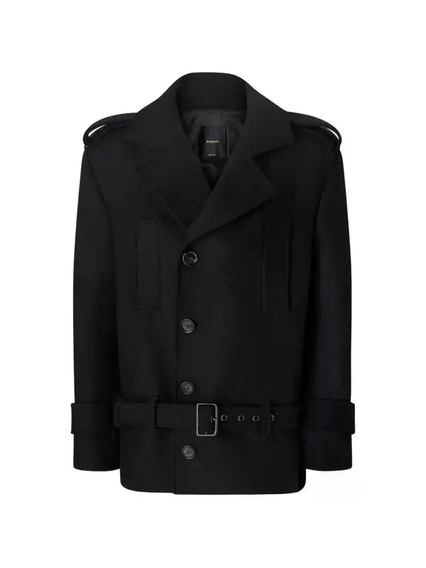 Pinko Belted Epaulette Coat