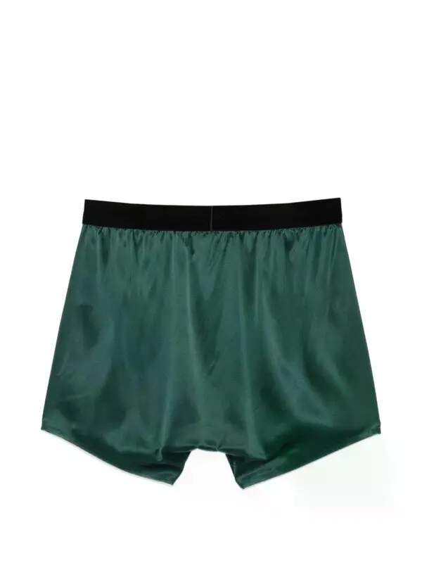 TOM FORD Logo-waistband Silk Boxer Shorts - Green