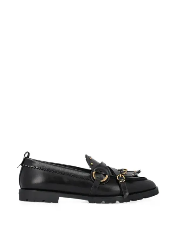 Pinko Studded Fringed Loafers - Black
