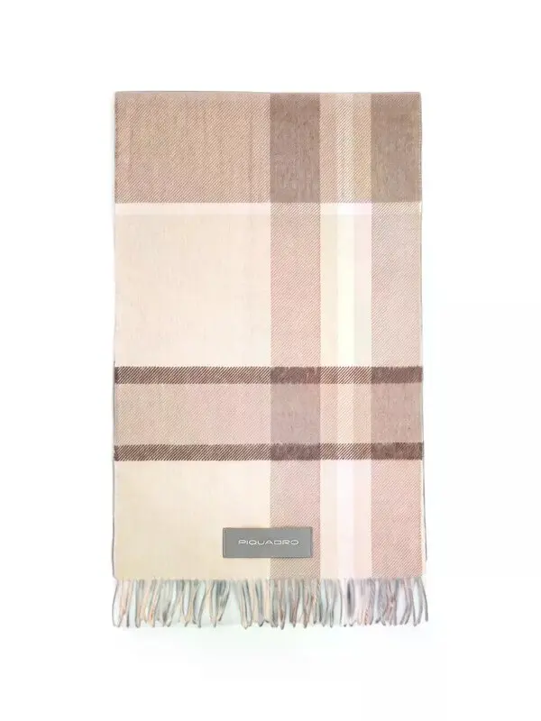 PIQUADRO Check-pattern Fringed Scarf