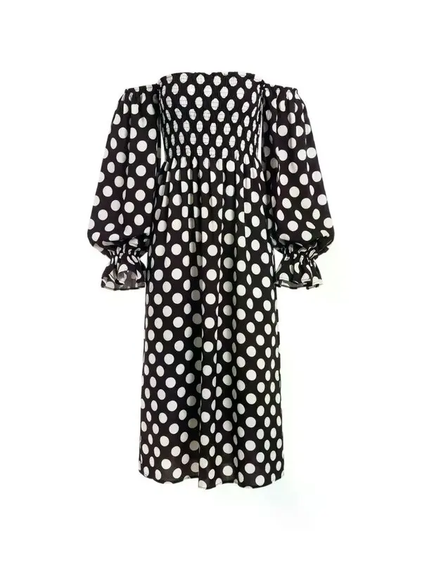 Sleeper Atlanta Polka-dot Midi Dress - Black