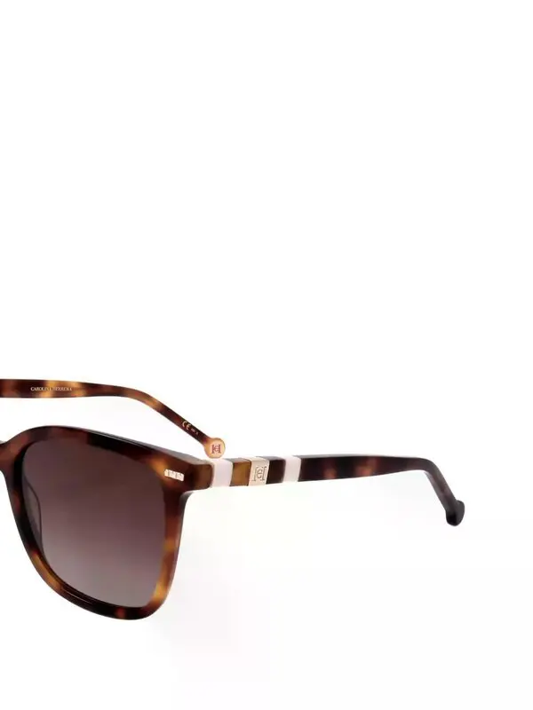 Carolina Herrera Tortoiseshell Effect Square Frame Sunglasses