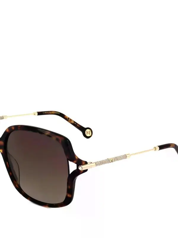 Carolina Herrera Tortoiseshell-effect Geometric-frame Sunglasses