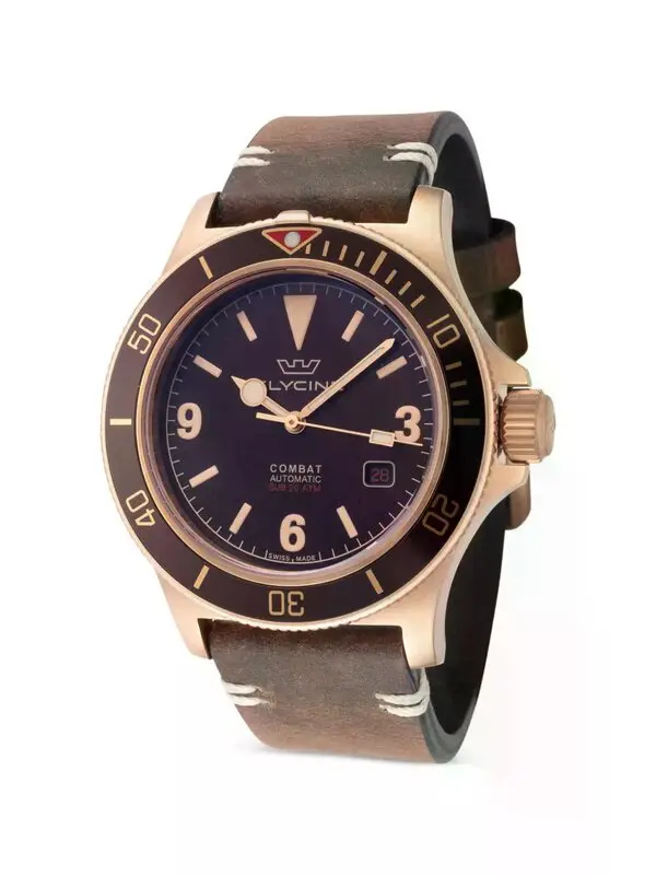 GLYCINE Combat Sub 42mm Bronze Case Diver Watch - Brown