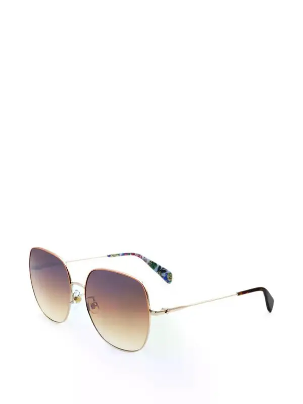 Kate Spade New York Tone Square Frame Sunglasses With Floral Print Arms - Gold