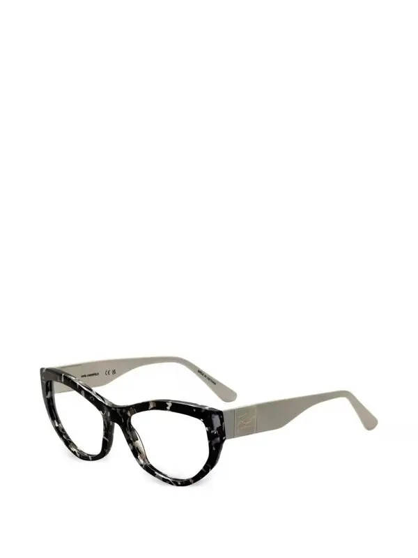 Karl Lagerfeld Marble-effect Cat-eye Frame Eyeglasses - Neutrals