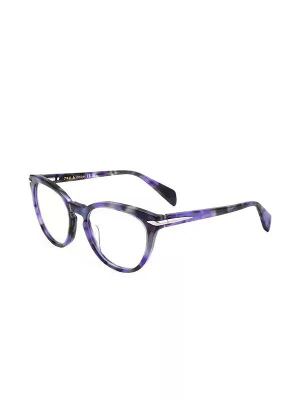 Rag & Bone Tortoiseshell Effect Round Frame Eyeglasses - Purple