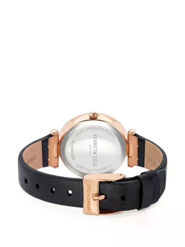 KENNETH COLE Crystal-embellished Round 34mm Watch