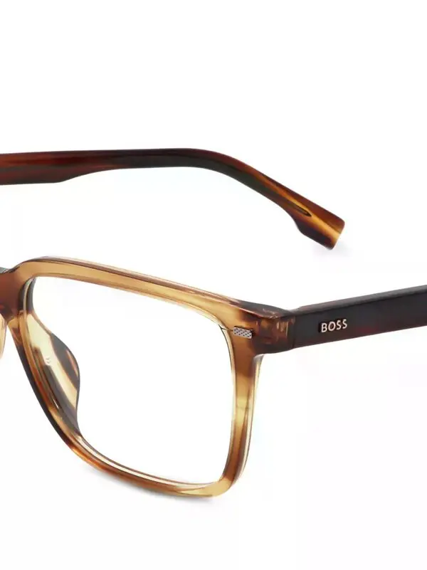 BOSS Striped Rectangle-frame Glasses