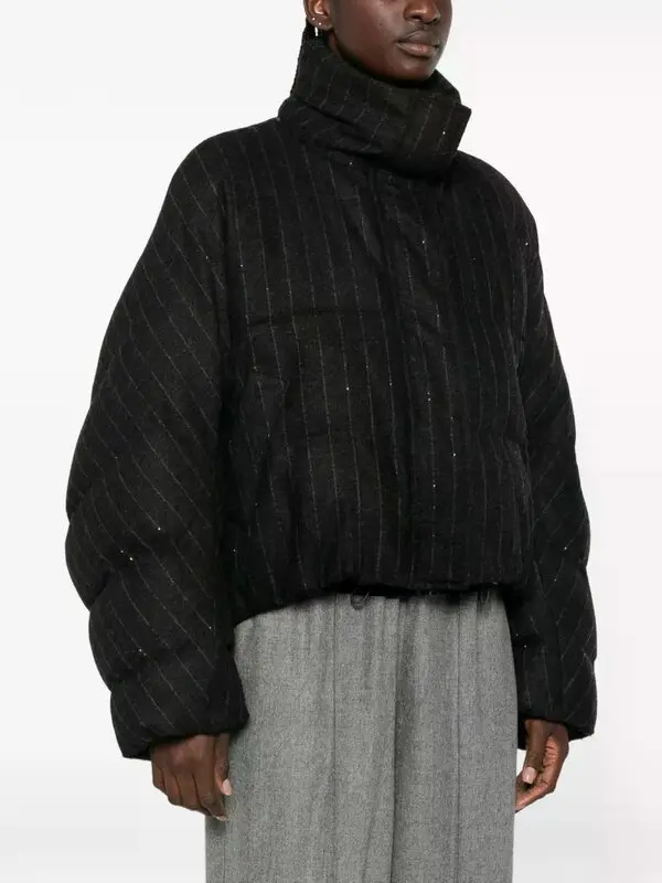 Brunello Cucinelli Sequin Embellished Striped Puffer Jacket