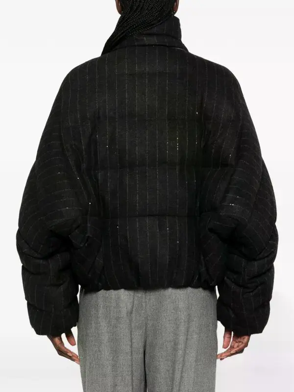Brunello Cucinelli Sequin Embellished Striped Puffer Jacket