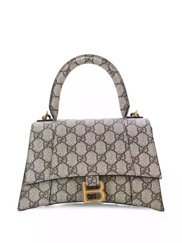Gucci X Balenciaga The Hacker Project Hourglass Top Handle Bag Gg Coated Canvas Small Shoulder Bag - Brown
