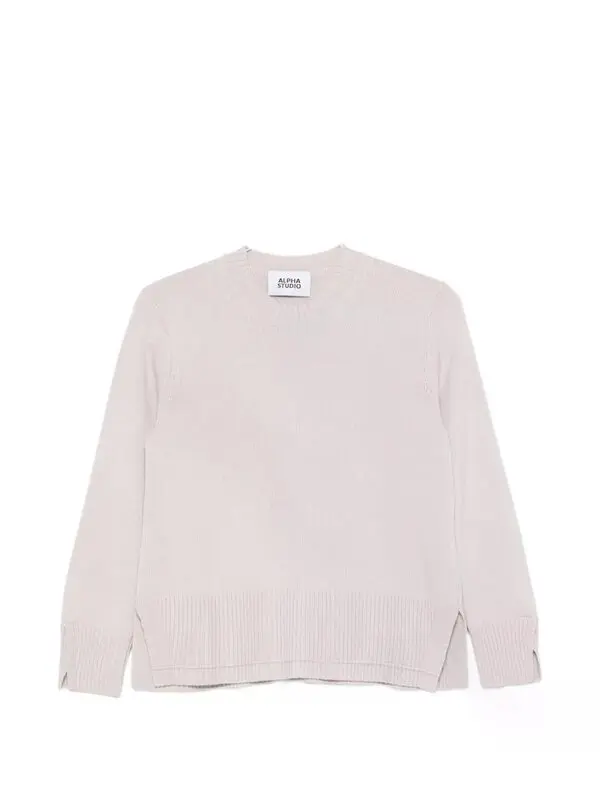 Alpha Studio Ribbed-trim Side-slit Knit