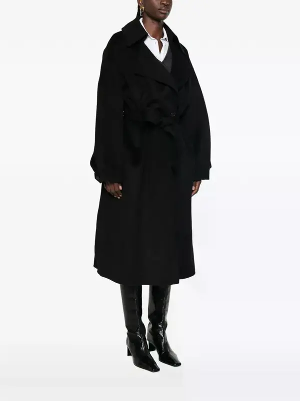 THE FRANKIE SHOP Belted Double-breasted Coat - Black
