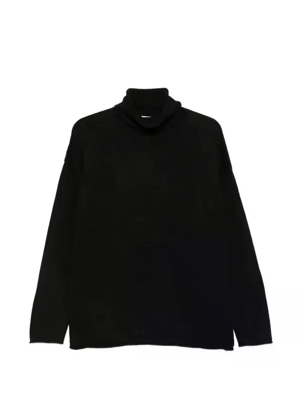 Alpha Studio Roll-neck Drop-shoulder Knit - Black