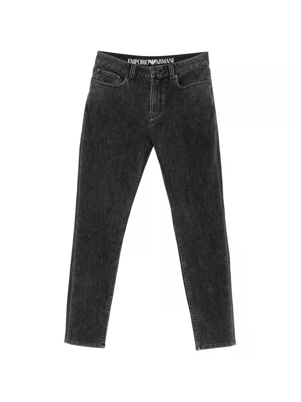 Emporio Armani Logo-plaque Straight-leg Jeans - Black