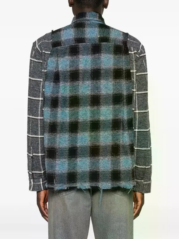 HAIKURE Check-pattern Frayed Shirt