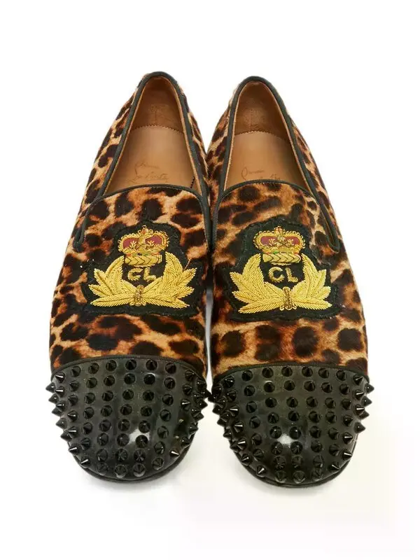 CHRISTIAN LOUBOUTIN Leopard-print Embellished Loafers