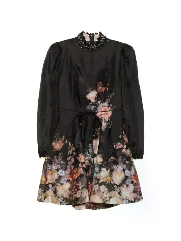 Zimmermann Valiant Floral-print Mini Dress - Black