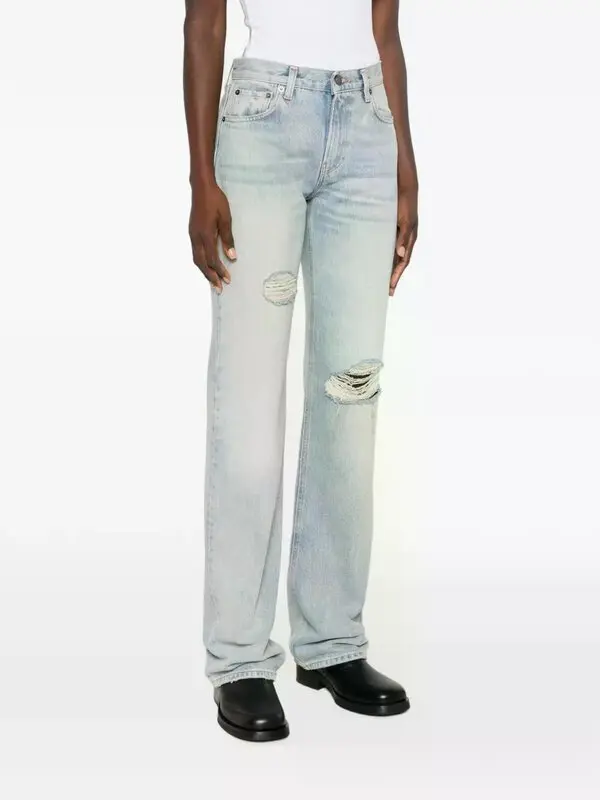 HAIKURE Distressed Straight-leg Jeans