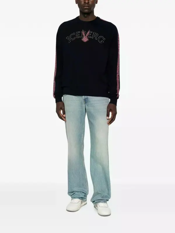 Iceberg Logo-embroidered Side-stripe Sweater