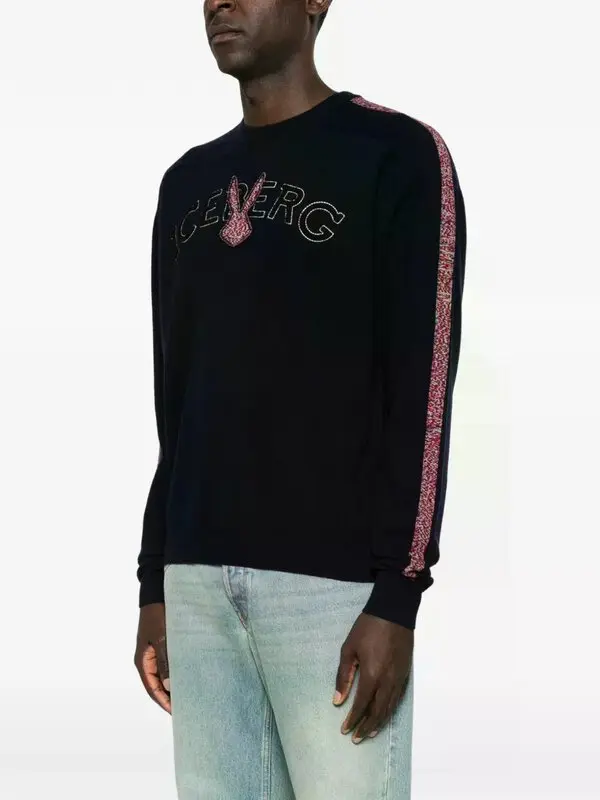 Iceberg Logo-embroidered Side-stripe Sweater