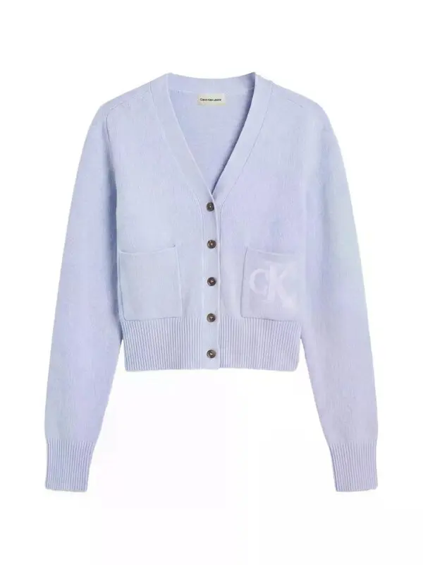 Calvin Klein Logo-patch V-neck Cardigan - Blue