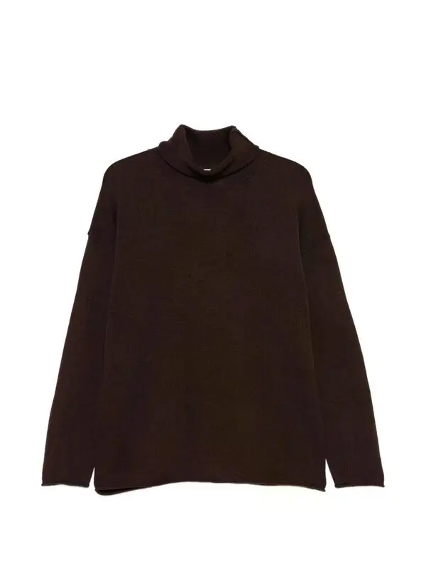 Alpha Studio Roll Neck Drop Shoulder Knit - Brown