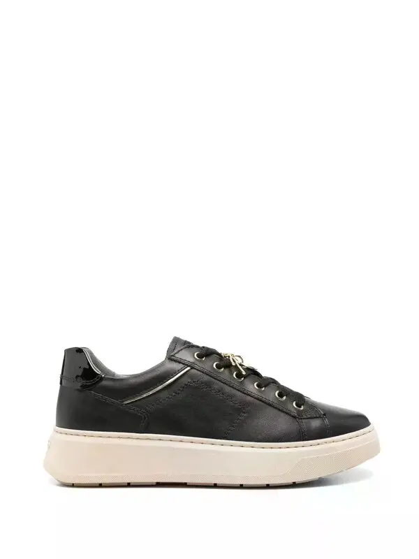 NEROGIARDINI Leather Logo Charm Sneakers - Black