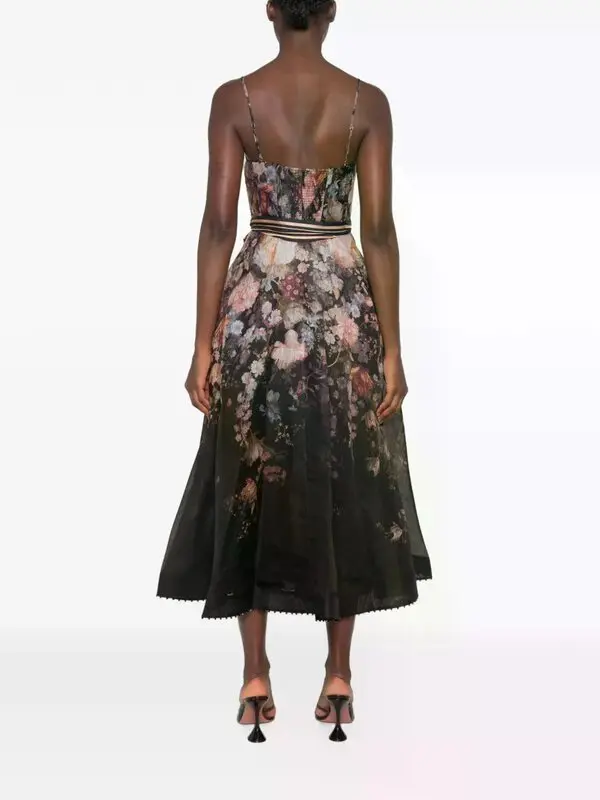 Zimmermann Valiant Corset Floral-print Midi Dress