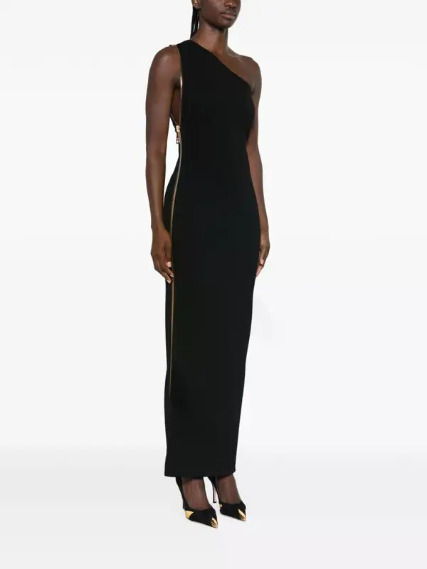 Elisabetta Franchi One-shoulder Zip-detail Maxi Dress