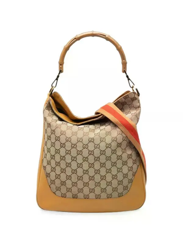 Gucci 2000-2015 Gg Canvas Bamboo Web Satchel