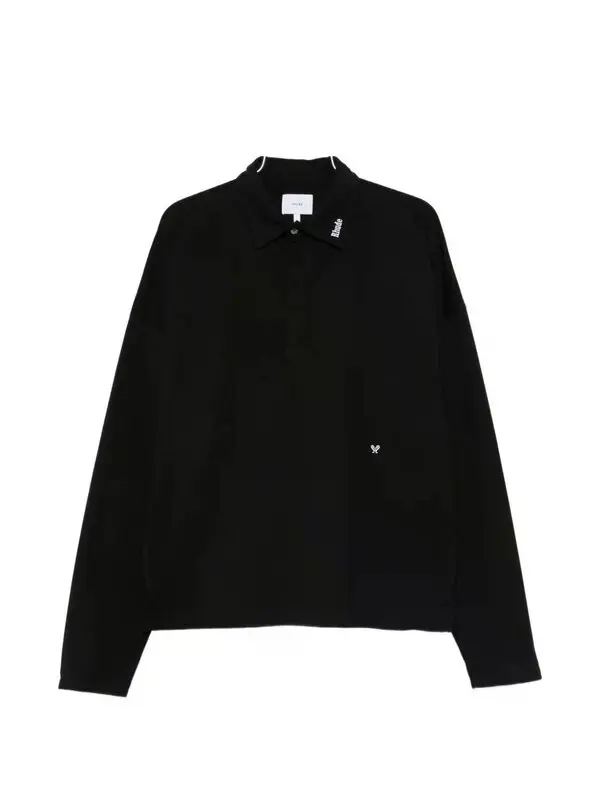 Rhude Logo-embroidered Long-sleeve Polo Shirt - Blue