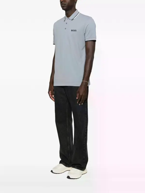 BOSS Logo-print Tipped Polo Shirt