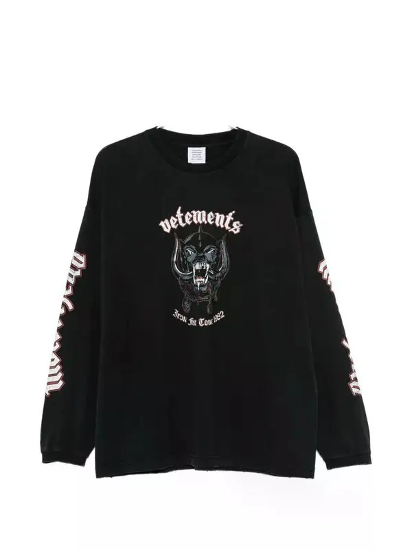 Vetements Graphic-print Long-sleeve T-shirt - Black