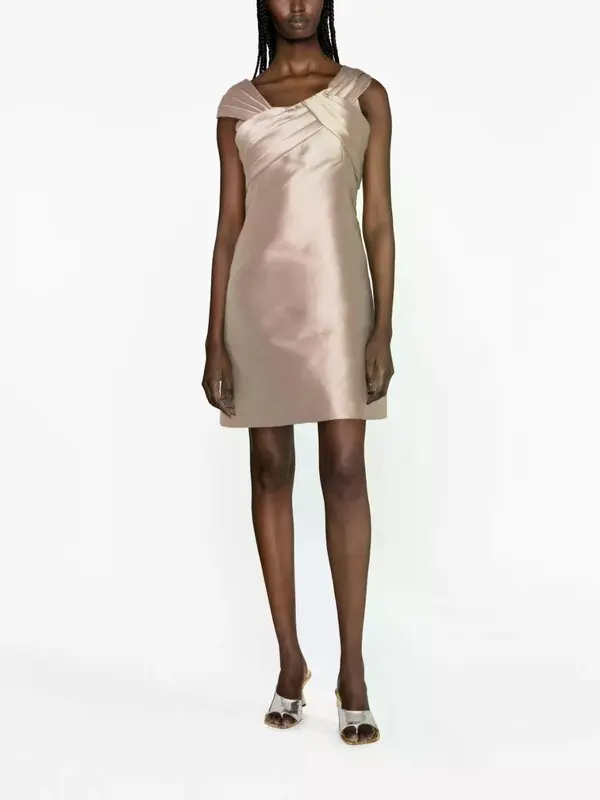 Alberta Ferretti Pintucked Satin Minidress