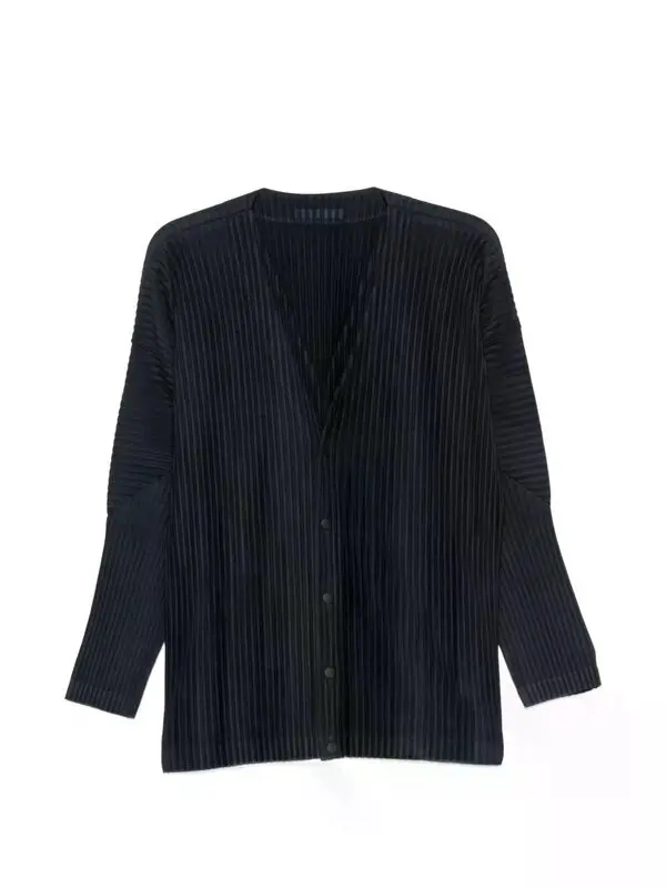 Issey Miyake Plissé Effect V-neck Cardigan