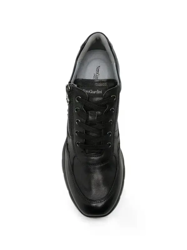 NEROGIARDINI Zip-detail Leather Wedge Sneakers