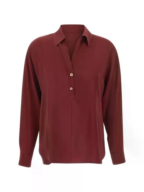 Max Mara Hammered-button Silk Blouse - Red