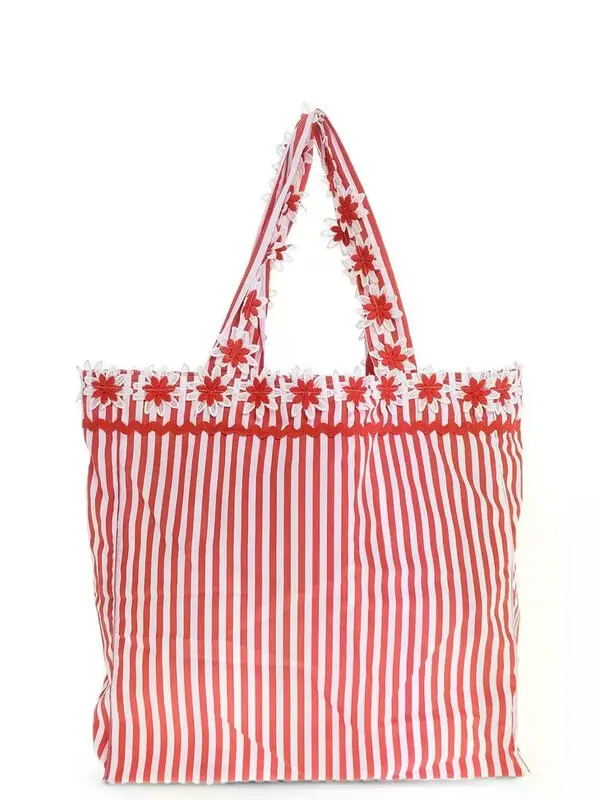 FLORA SARDALOS Striped Tote Bag With Floral Appliqu