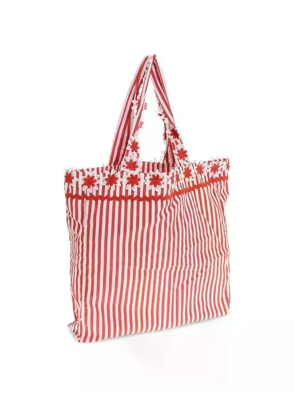 FLORA SARDALOS Striped Tote Bag With Floral Appliqu